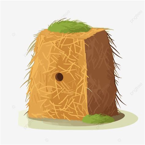 Hay Clipart Vector Illustration Of Hay Bundle With Hay Bale On A White