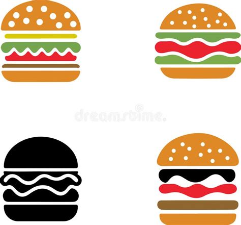 Four Simple Hamburger Icons In Color And Black And White Stock Vector Illustration Of