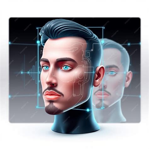 3d Face Recognition Set Biometric Id Facial Scanning And Cyber Security