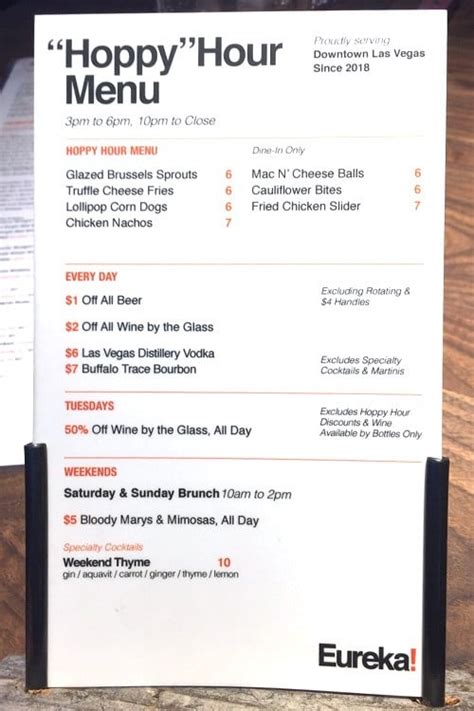 Eureka Burger Menu