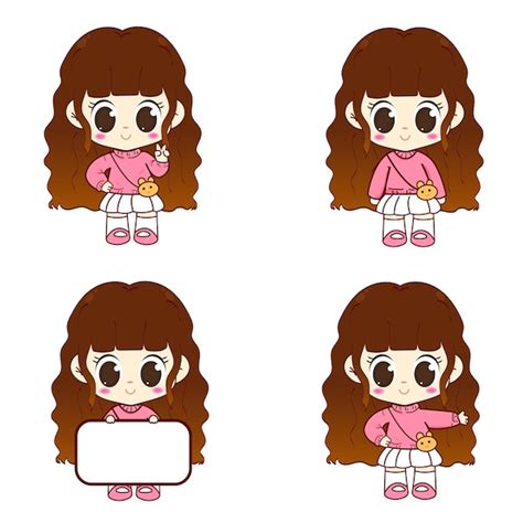 Vetor Fofo Kawaii Vetor Premium