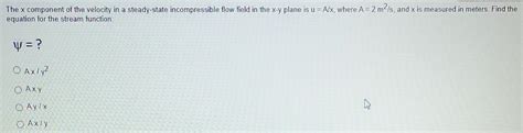 solved the x component of the velocity in a steady state
