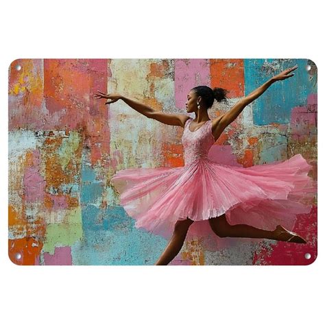 Vibrant Ballerina In Pink Tutu Iron Wall Art 12x8 Inch Durable Anti