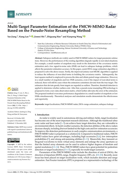 Pdf Multi Target Parameter Estimation Of The Fmcw Mimo Radar Based On