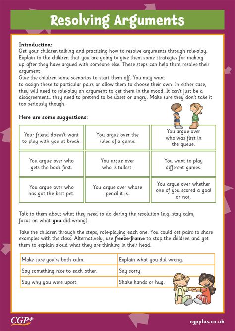 Resolving Arguments Role Play Activity Years 1 2 CGP Plus