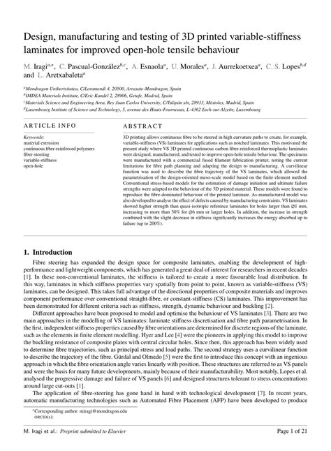 Pdf Design Manufacturing And Testing Of 3d Printed Variable Stiffness Laminates For Improved
