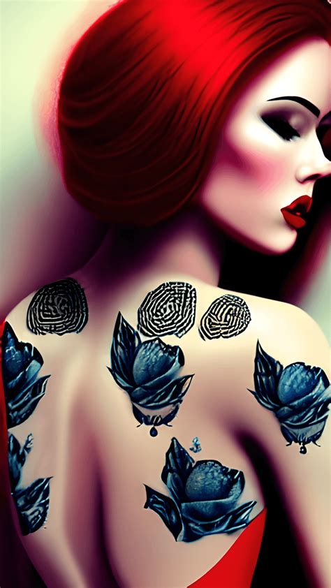 Retro Woman With Alluring Tattoos And Beautiful Red Hair Creative Fabrica