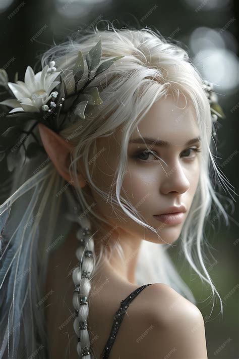 Elven Beauty In The Forest Premium Ai Generated Image