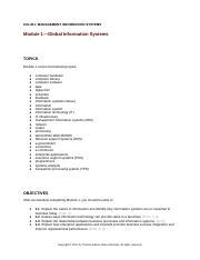 Module CIS Jul Docx CIS MANAGEMENT INFORMATION SYSTEMS Module Global