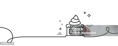 아이스크림 가게 라인 아이콘입니다 바닐라 선데 사인 컬이 있는 연속 라인 벡터 경첩에 대한 스톡 벡터 아트 및 기타 이미지 경첩 고급 곡선 Istock