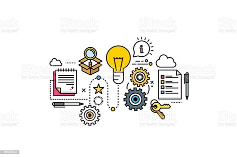 플랫 라인 벡터 그래픽 편집 가능한 웹사이트 일러스트 레이 션 아이디어 뇌에 대한 스톡 벡터 아트 및 기타 이미지 뇌 개념 개념과 주제 Istock