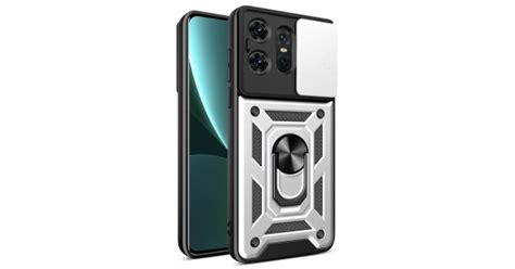 Хибриден гръб със стойка и слайдер за камера за Motorola Edge 50 Pro бял