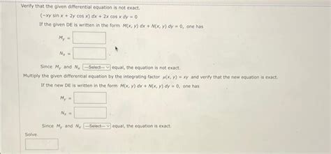 Solved Verify That The Given Differential Equation Is Not