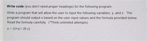 Solved Write Code You Dont Need Proper Headings For The