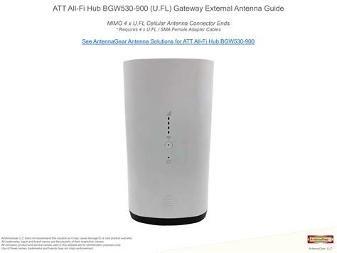 Att All Fi Hub Bgw530 900 External Antenna Guide U Fl Connector