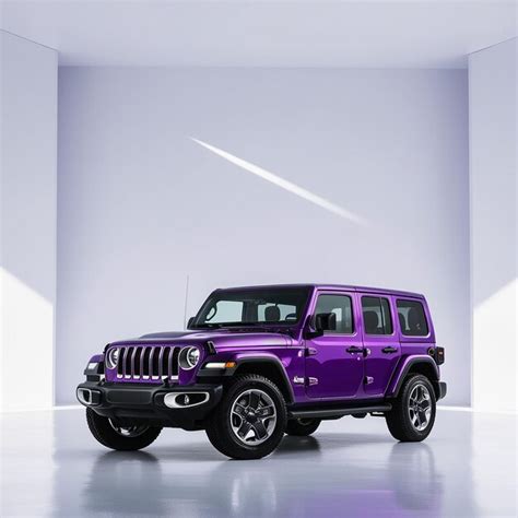 A Purple Jeep With The Hood Up Is On A White Background Premium Ai