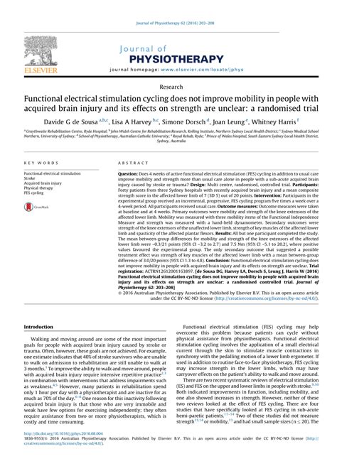 Pdf Functional Electrical Stimulation Cycling Does Not Improve Mobility In People With