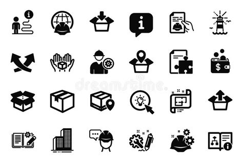 Vector Set Of Industrial Icons Related To Technical Algorithm Engineer