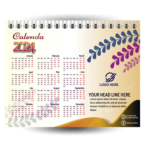 Modern Desk Calendar 2024 Vector Premiumtemplate Modern Desk Calendar 2024 Desk Calendar 2024