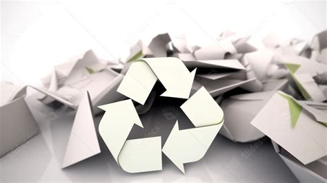 Centered Layout Of Recycle Banners In 3d Rendering On White Powerpoint Background For Free