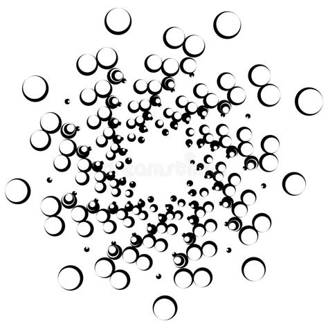 Abstract Spirally Monochrome Element With Overlapping Circles Stock