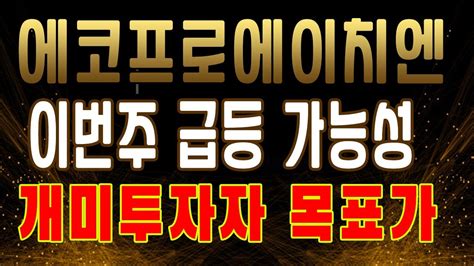 에코프로에이치엔 이번주 급등 가능성 개미투자자 목표가 Youtube