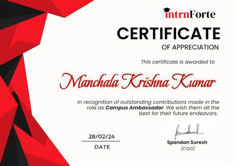 krishna kumar manchala on linkedin intrnforte campusambassador