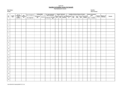 Inventory Of Culvert Format Pdf