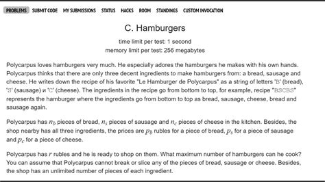 c hamburgers codeforces problemsolving c div2 youtube