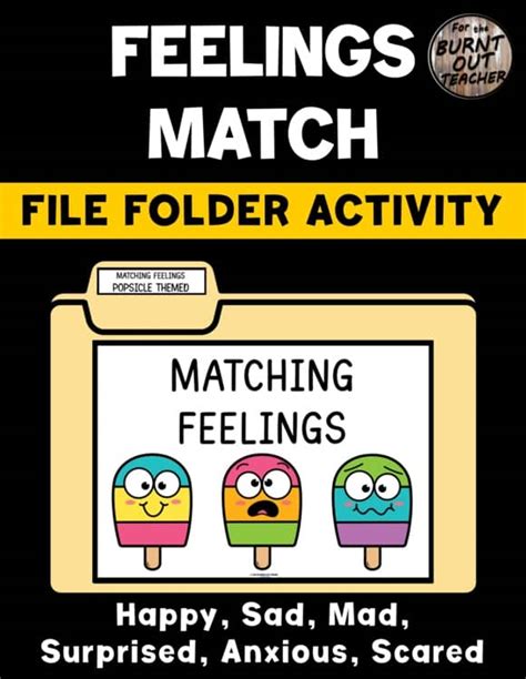 Summer Popsicles Matching Emotions Feelings Sel File Folder Game Center Activity