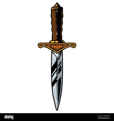 Sharp Knife Dagger Black Outline Of The Weapon Stock Vector Image