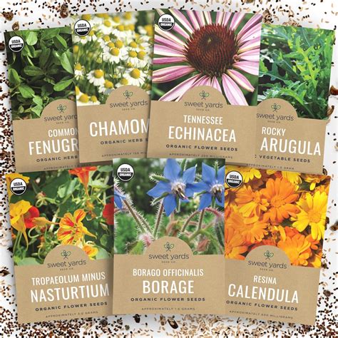 Organic Edible Flowers Seeds Home Garden Variety Pack