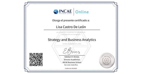Strategy And Business Analytics • Lisa Castro De León • Certificación… Lisa Castro