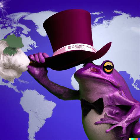 A Giant Purle Frog Using A Tophat While Smashing Ohio Picture 4k Hd