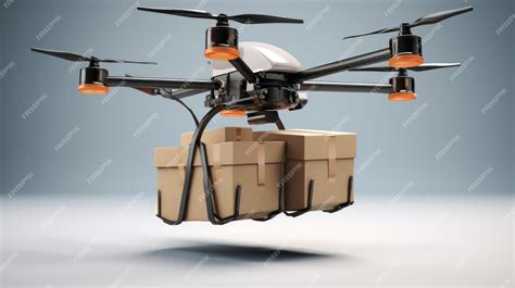 Premium Photo Modern Autonomous Delivery Drone With Packages Hanging Below It Isolated On A