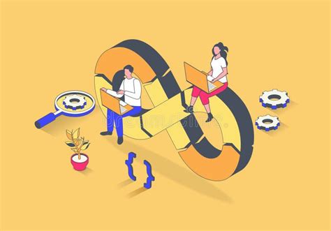 Devops Concept In 3d Isometric Design Vector Illustration Stock Vector