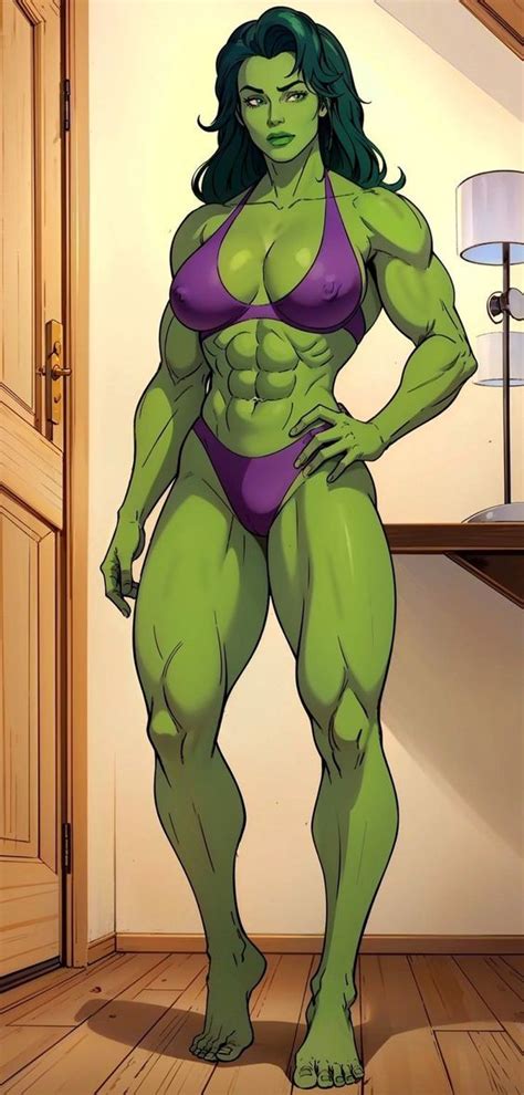 The She Hulk She Hulk Muscle Up Female Muscle Growth Muscle Woman