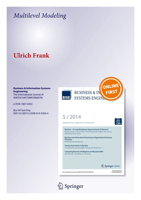 Pdf Multilevel Modeling Toward A New Paradigm Of Conceptual Modeling