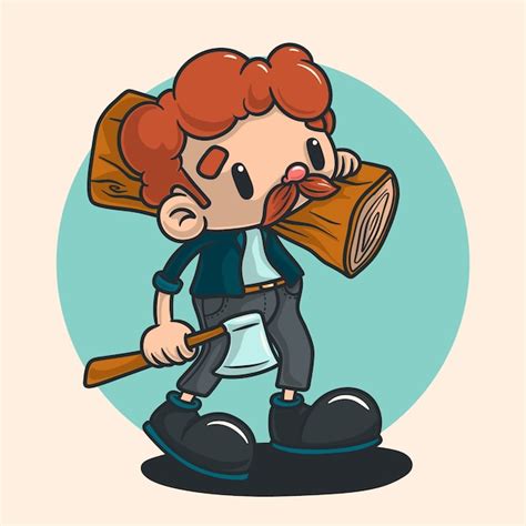 Free Vector Hand Drawn Lumberjack Cartoon Illustration