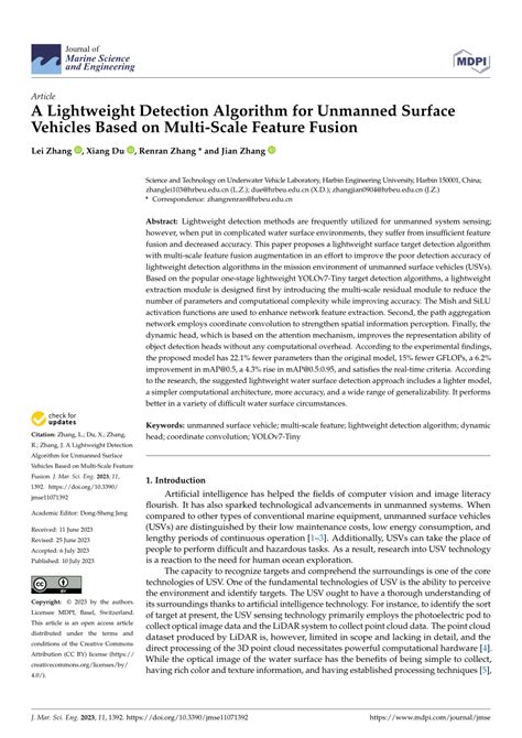 pdf a lightweight detection algorithm for unmanned surface vehicles