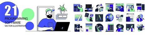 Programming Software Concept With Character Situations Collection