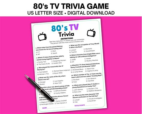 80s Trivia Game Printable Decades Trivia 80s Nostalgia Pop Culture