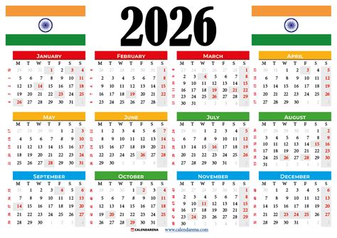 2026 Calendar With Indian Holidays Pdf