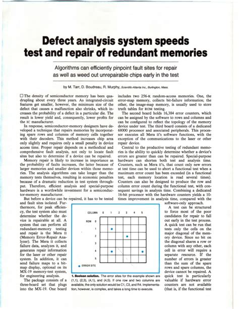 Pdf Defect Analysis System Speeds Test And Repair Of Redundant Memories