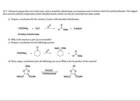 Solved 162 Chemical Reagents That React With Water Such As Trimethyl