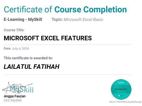 certificate of course completion lailatul fatihah s portfolio