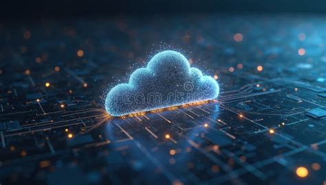 Futuristic Tech Concept Cloud Computing Data Processing System On Circuit Board Background