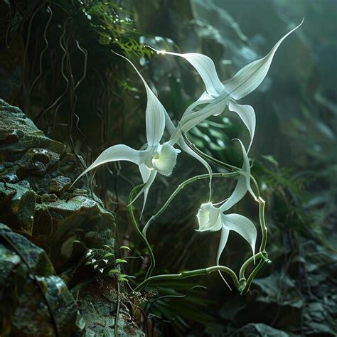 Elegant Ghost Orchid In Its Natural Habitat Premium Ai Generated Image