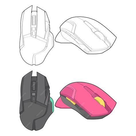 Premium Vector Set Of Coloring Computer Mouse Outline Drawing Vector Computer Mouse In A