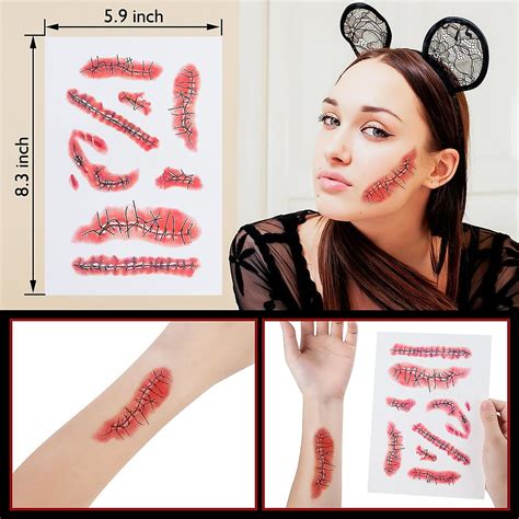 Romroc Halloween Fake Tattoos Realistic 3d Wounds And Scars Kit Face
